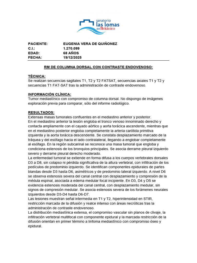 Eugenia Vera de Quiñonez | PDF | Aorta | Tórax