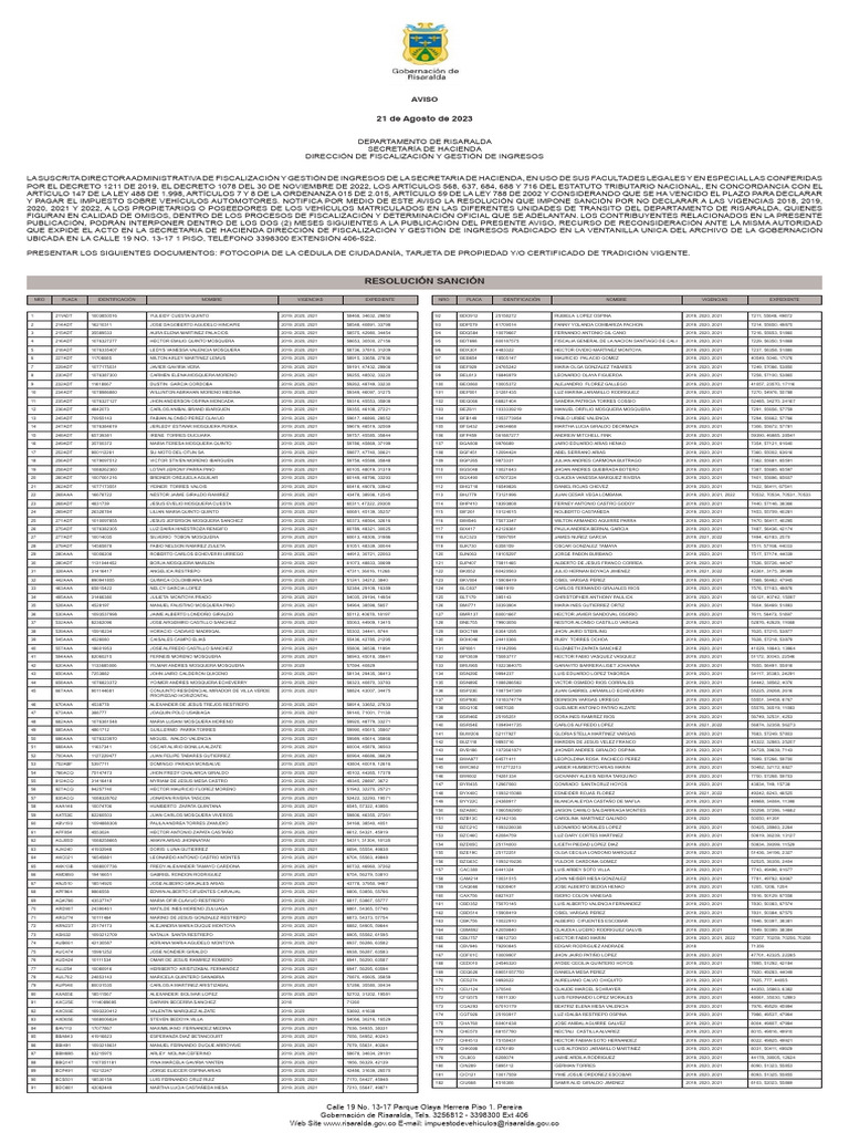 Rewsolución Sanción - 21 de Agosto de 2023 | PDF