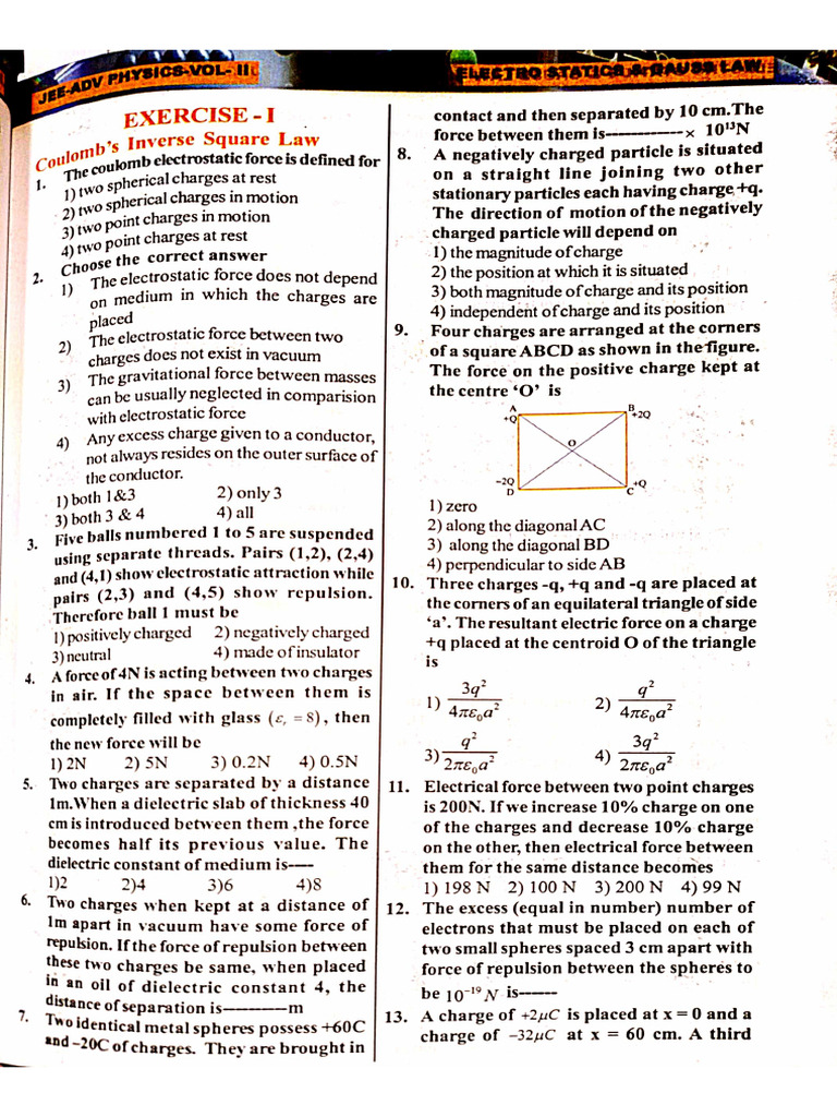 Electrostatic Module Exercise 01 Module Questions NIPL 2&MHIPL (1) | PDF