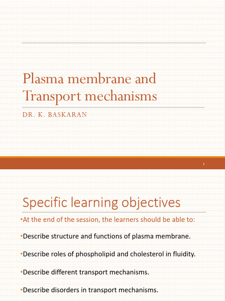 Plasma Membrane & Transport | PDF | Cell Membrane | Phospholipid