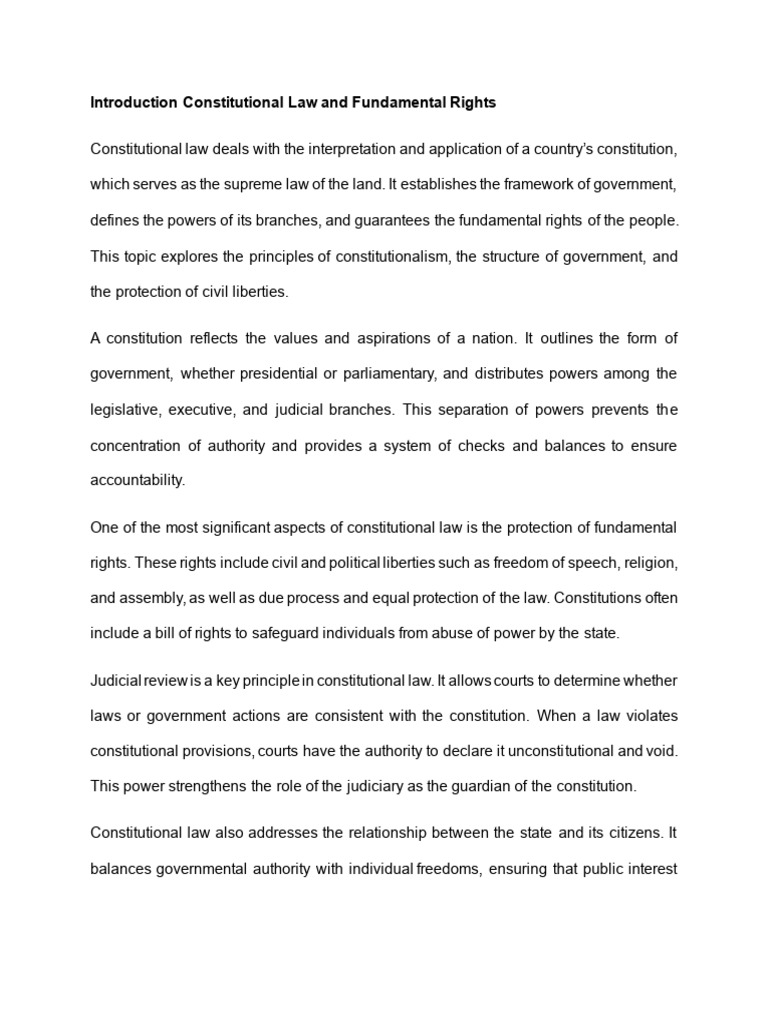 Introduction Constitutional Law and Fundamental Rights | PDF ...