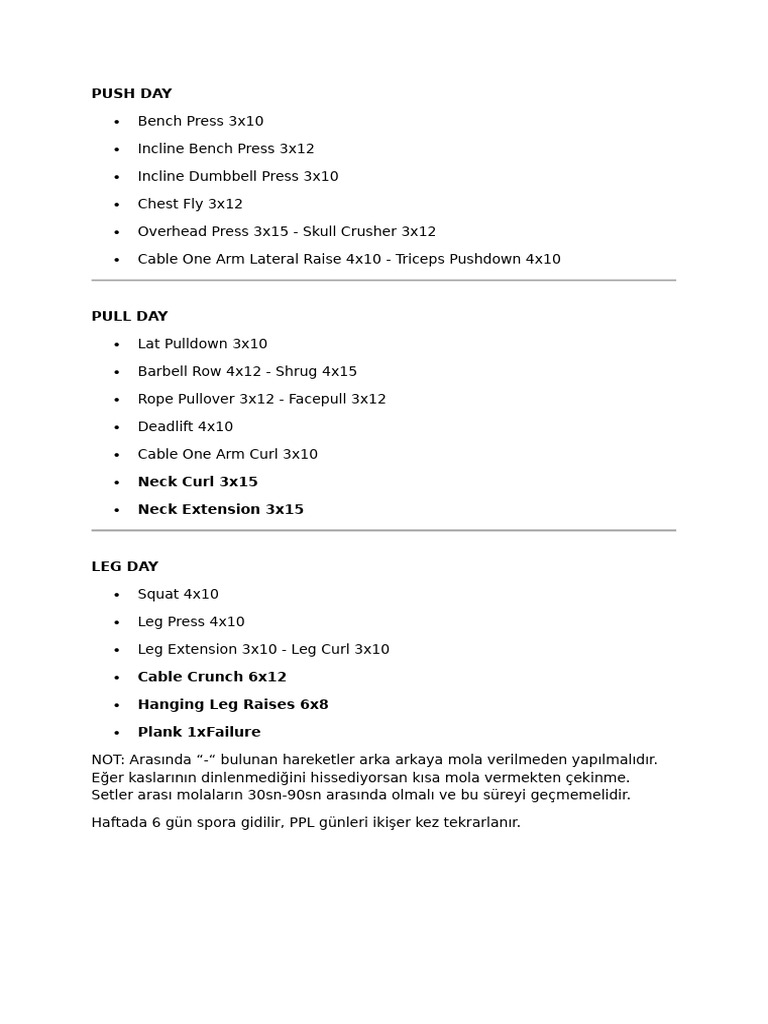 Push Pull Legs | PDF