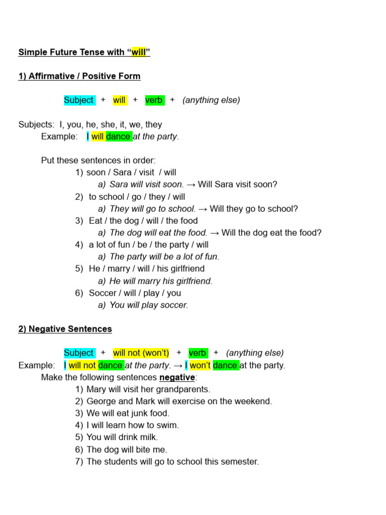 Simple Future Tense Notes | PDF | Language Mechanics | Linguistic ...
