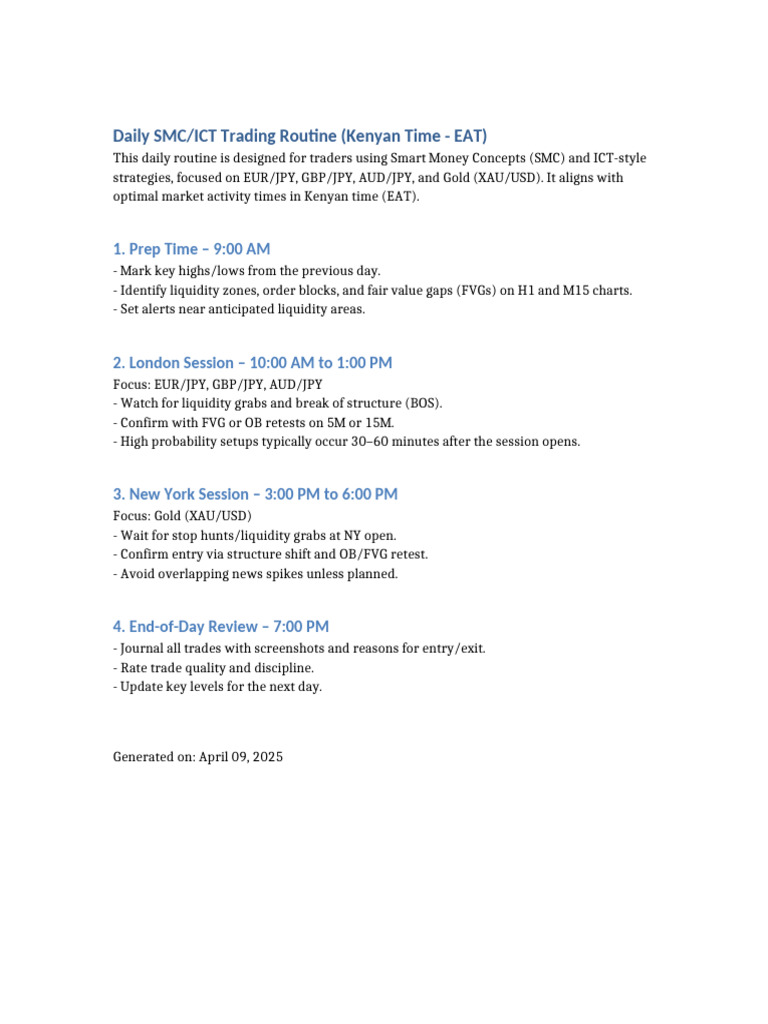 SMC ICT Daily Routine Kenyan Time | PDF