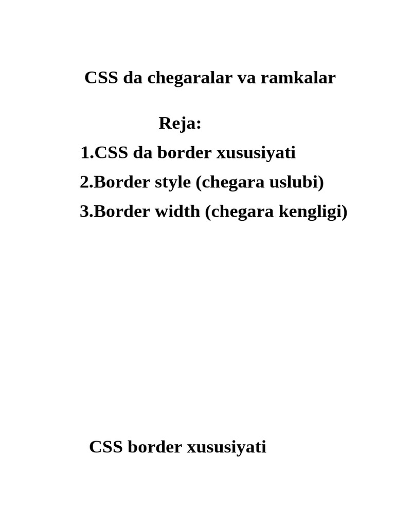 CSS Da Chegaralar Va Ramkalar | PDF