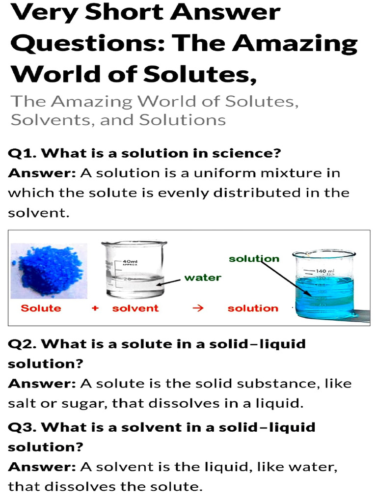 The Amazing World of Solute, Solvent and Solutions | PDF