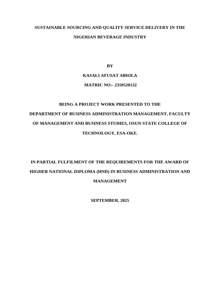 Kasali Afusat Abiola 2310520132 | PDF | Sustainability | Intention