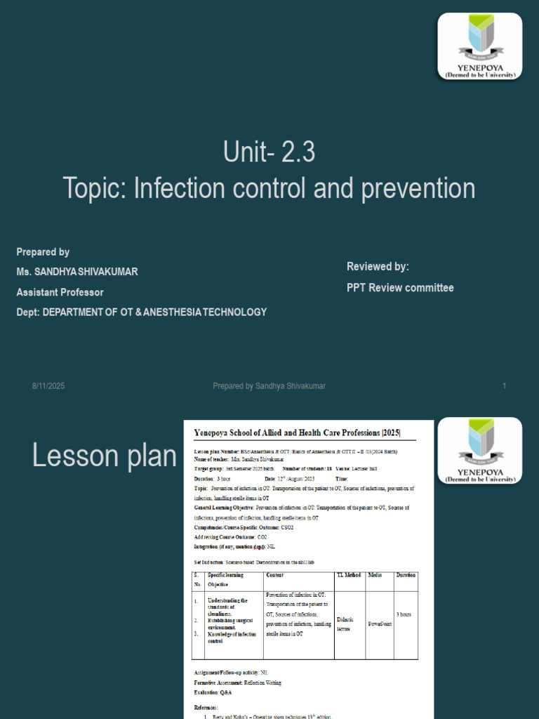 Infection Control | PDF | Operating Theater | Health Care