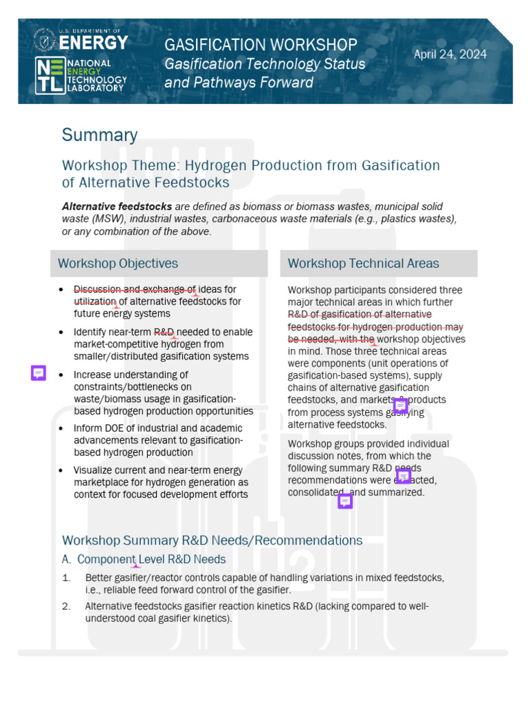 2024 DOE FECM_NETL Gasification Workshop Summary Jb | PDF ...