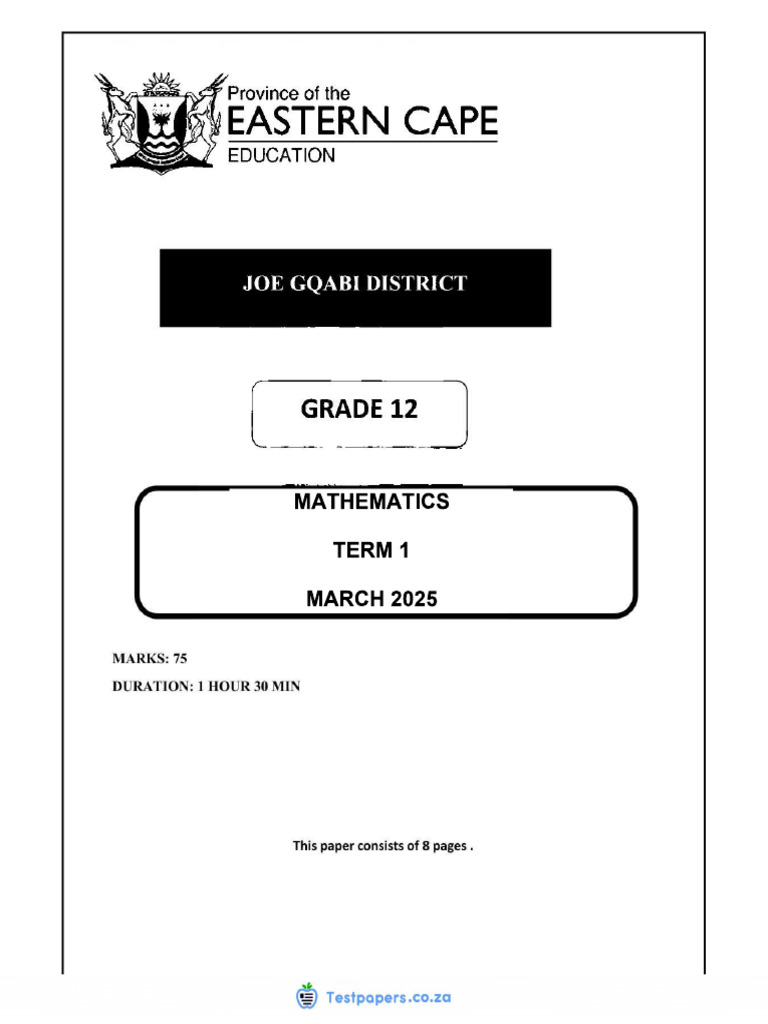 Mathematical Literacy Maths LIT Grade 12 NSC QP March 2025 Eastern Cape ...