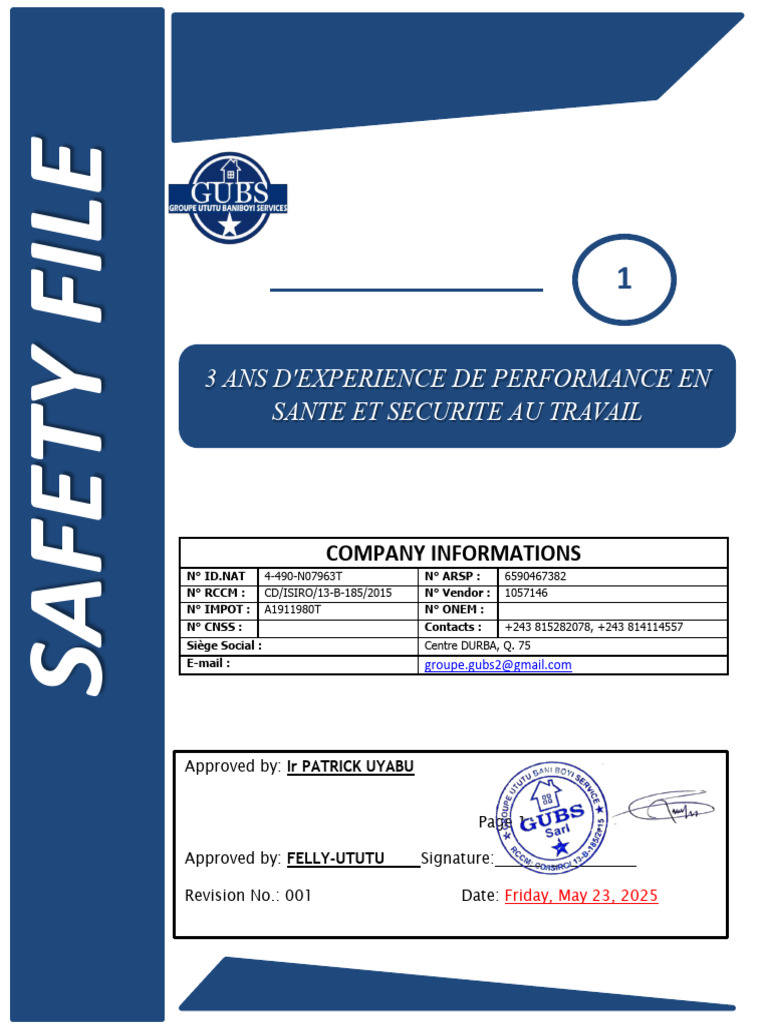Safety File Coversheet Gubs | PDF
