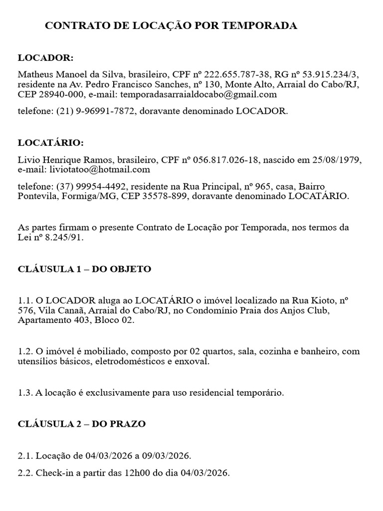 Contrato de Locacao Por Temporada %E2%80%93 Apartamento 403.DOC-2026.29 ...