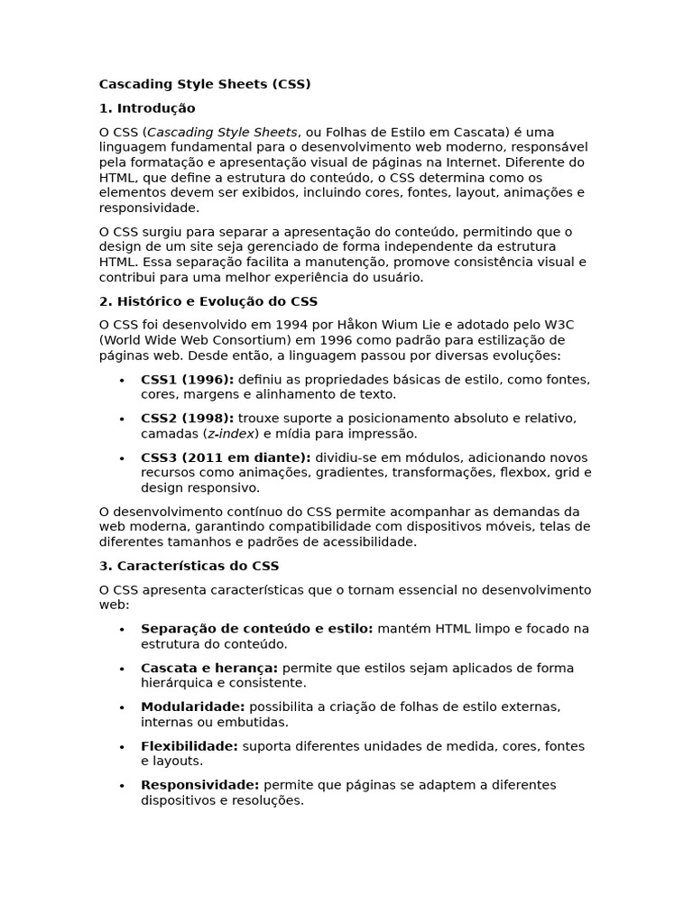 Cascading Style Sheets | PDF | Ciberespaço | Desenvolvimento Web