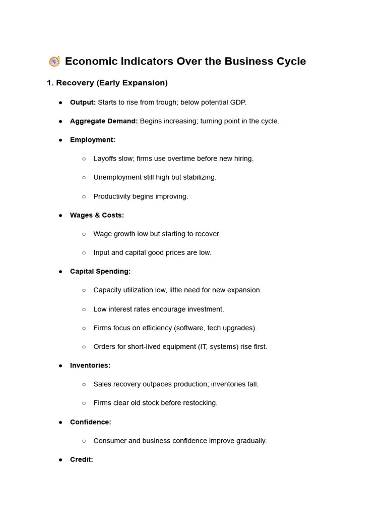 Business Cycle Economic Indicators | PDF | Recession | Unemployment