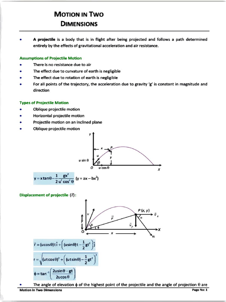 Motion in Two Dimensions | PDF | Acceleration | Force