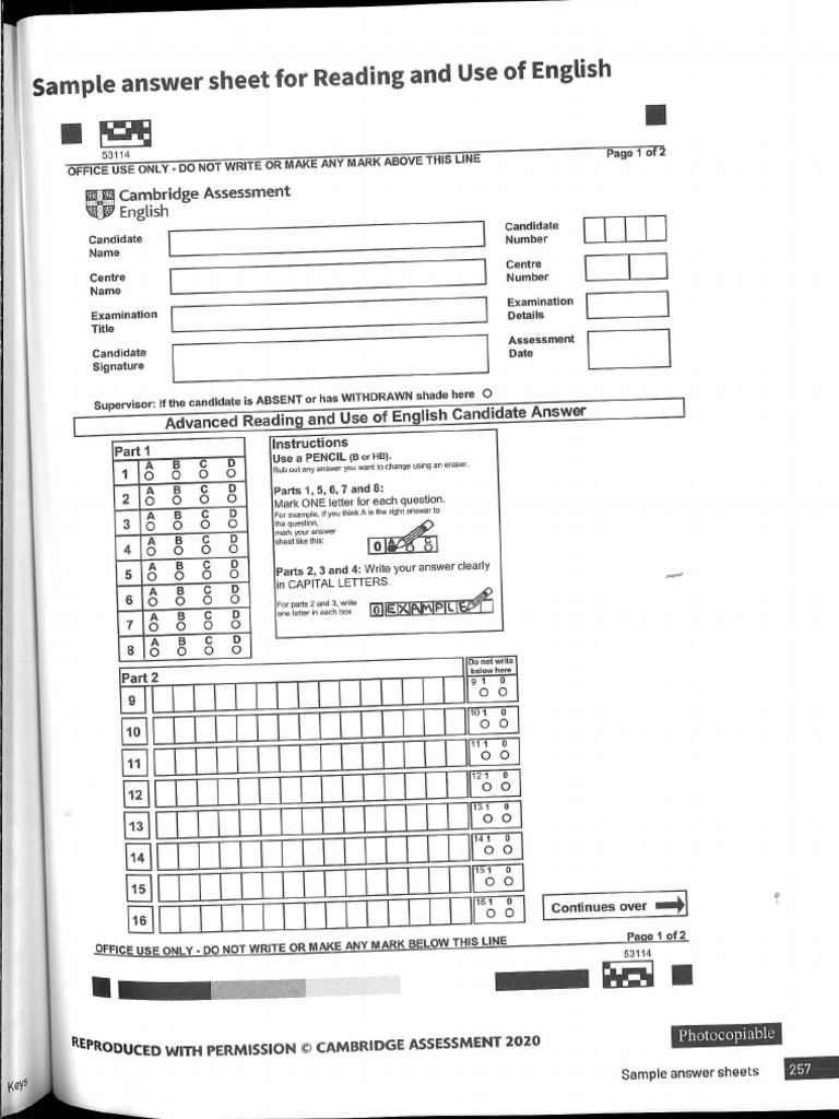 C1 Advanced Trainer 2-Plantilla Examen | PDF
