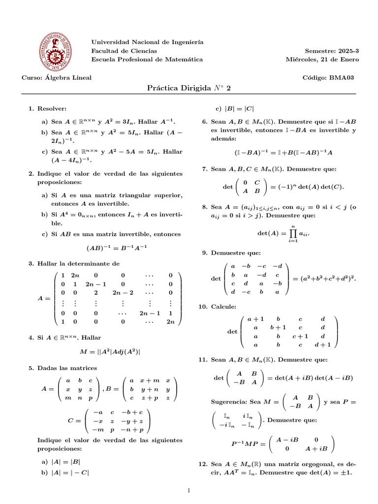 BMA03-PD2-2025.3 (1) | PDF | Álgebra | Álgebra lineal