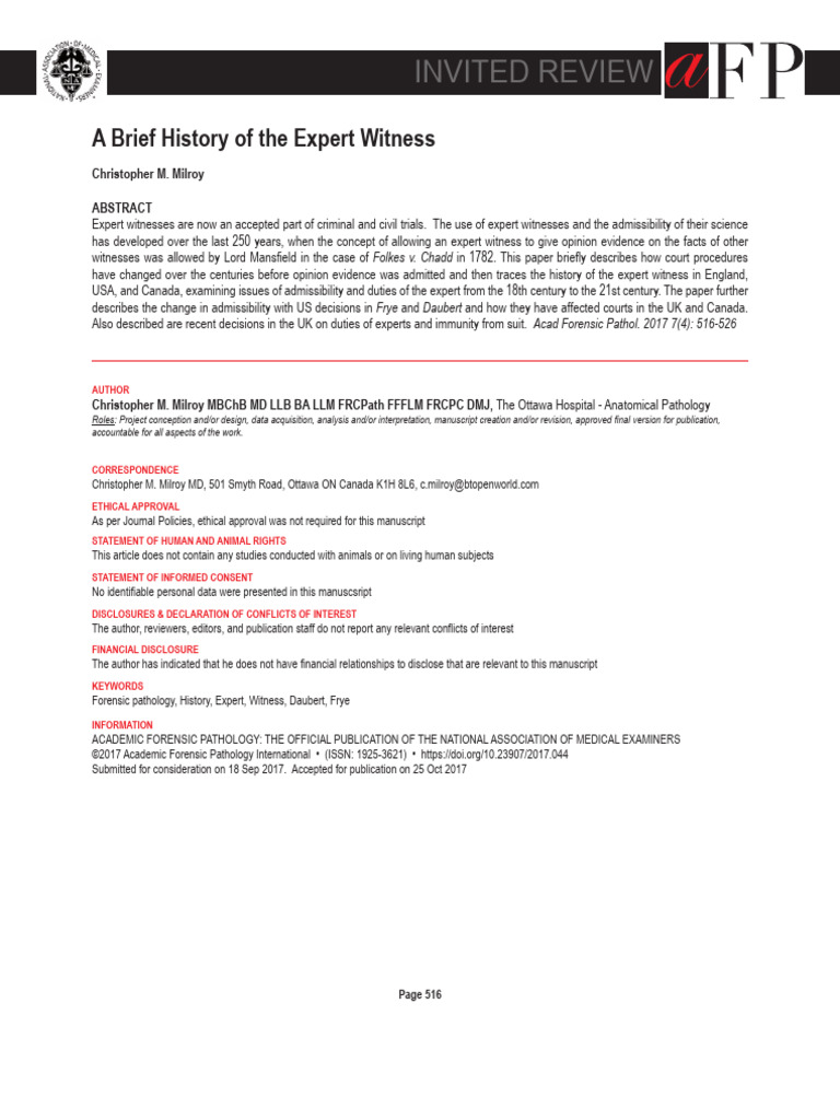 A Brief History of The Expert Witness | PDF