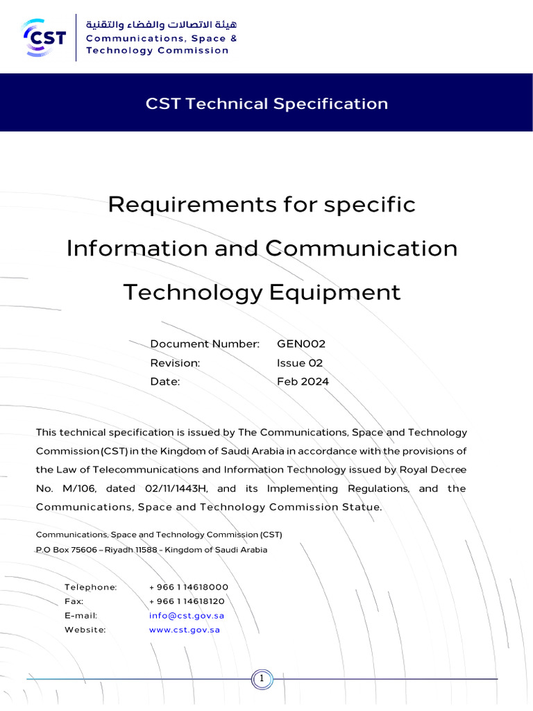 Requirements For Specific Information and Communication Technology ...