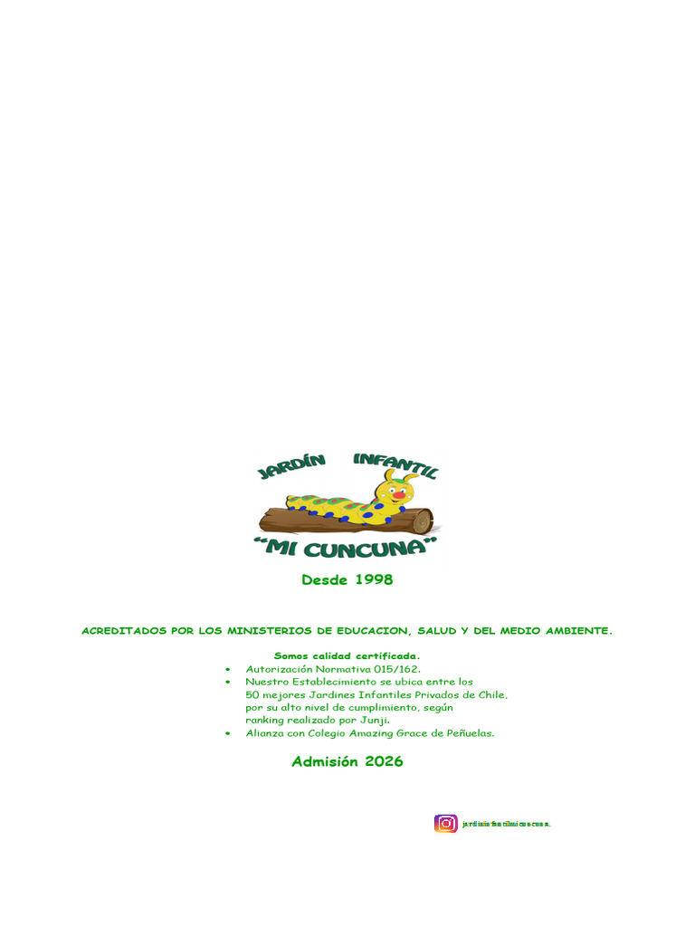 Aranceles Admisión Mi Cuncuna 2026 | PDF | Educación de la primera ...