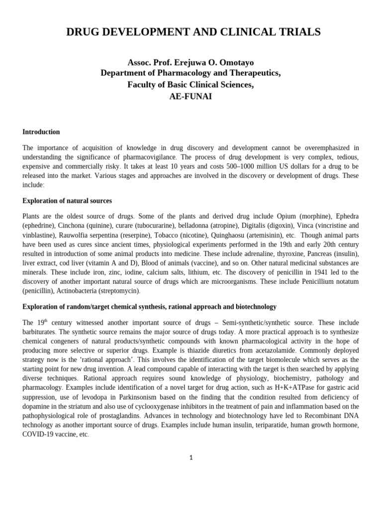 Drug Development and Clinical Trials (2) | PDF | Phases Of Clinical ...