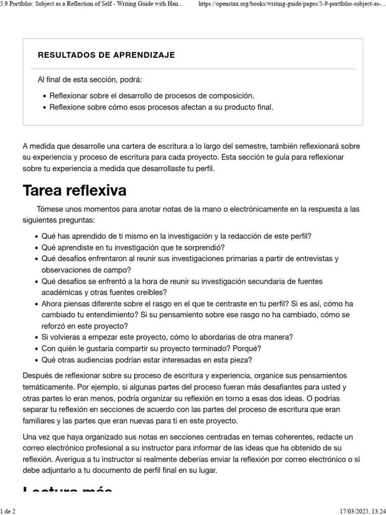 5.9 Portfolio - Subject As A Reflection of Self - Writing Guide With ...