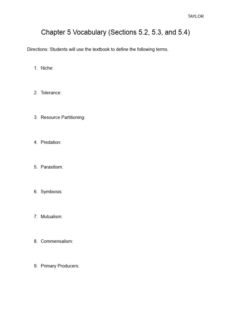 Chapter 5 Vocabulary | PDF