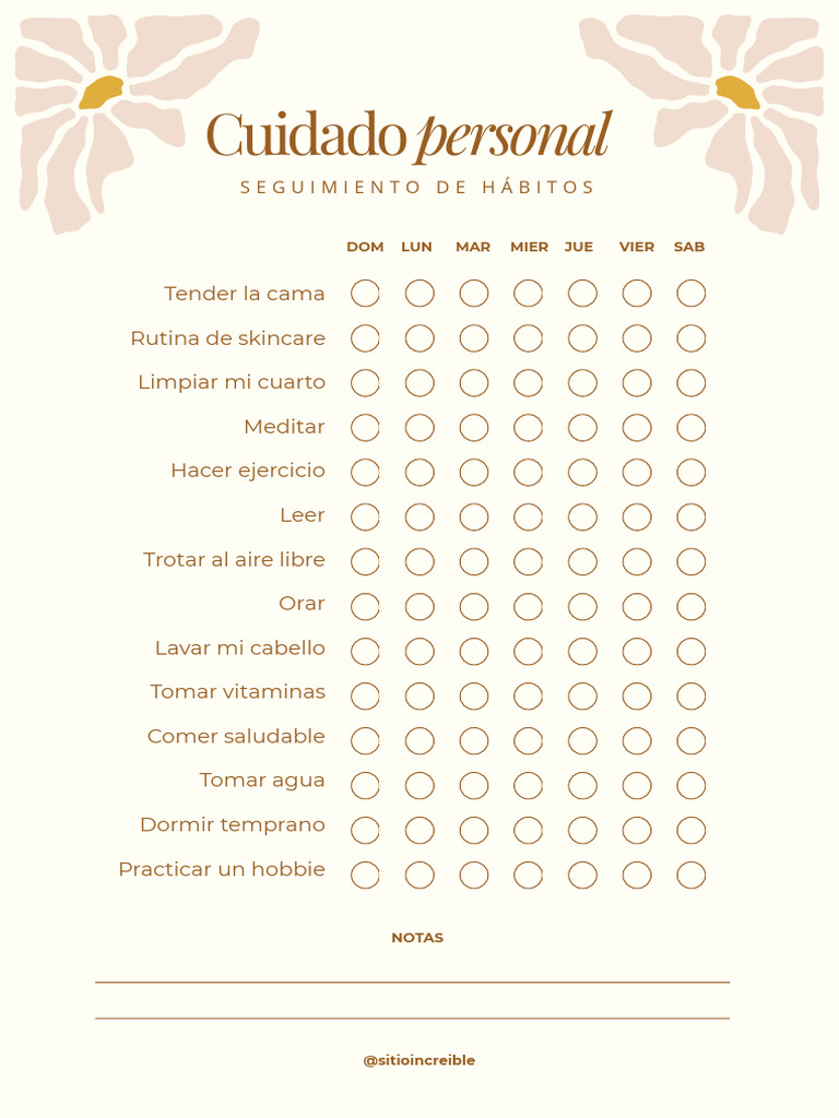 Rosa Minimalista Seguimiento de Habitos Cuidado Personal A4 | PDF