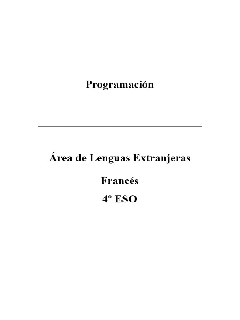 PROGRAMACION_AULA_FRANCÉS4ºESO | PDF | Plan de estudios | Adolescencia