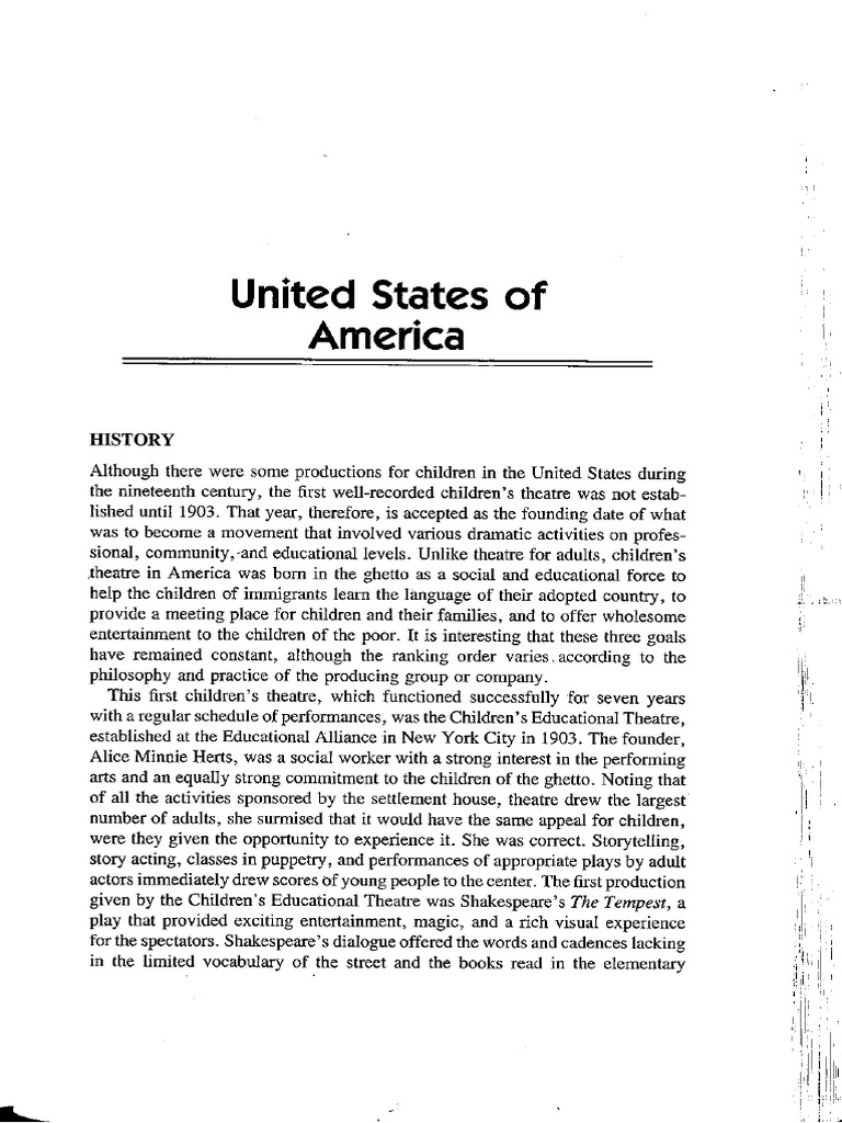 History of Children's Theatre USA | PDF