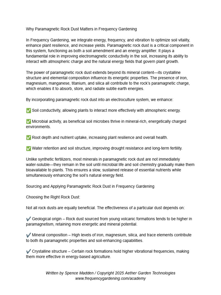Paramgnaetic Rock Dust and Frequency Gardening | PDF | Soil | Rock ...