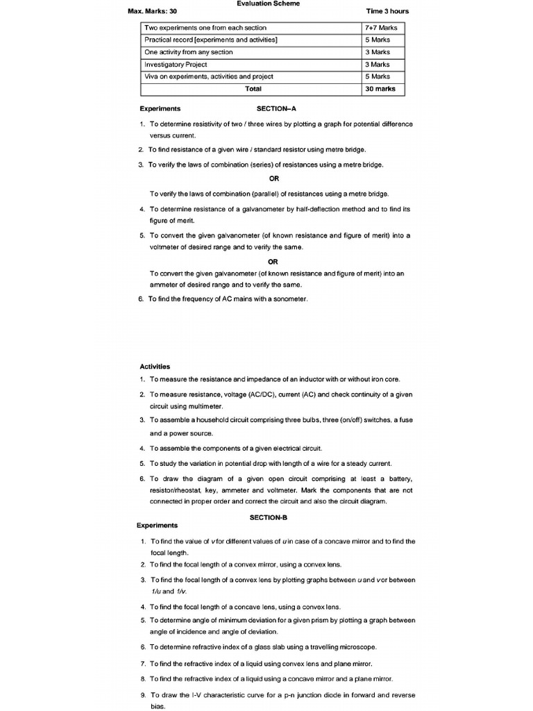 Physics Practical List | PDF