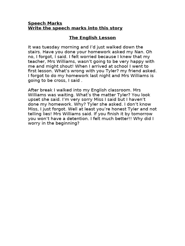 Speech Marks Sentence Transformation Rephrasing Exercises 42304 | PDF