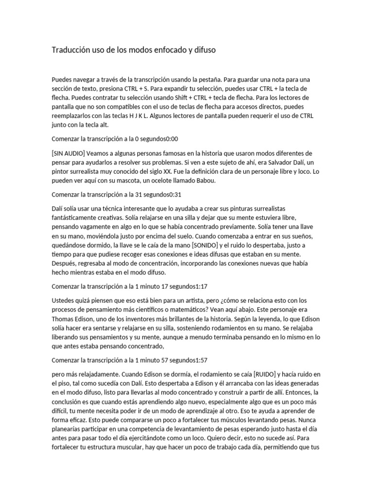Traducción Uso de Los Modos Enfocado y Difuso | PDF | Aprendizaje