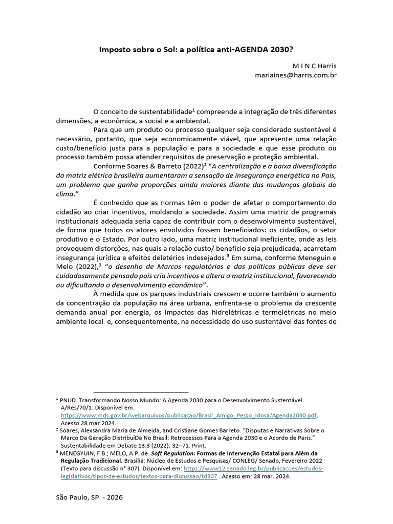 Harris - O Imposto Sobre o Sol | PDF | Sustentabilidade | Economia