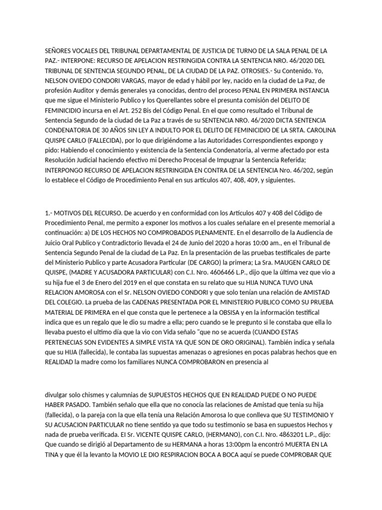 APELACIÓN RESTRINGIDA Difamación | PDF | Sentencia (ley) | Apelación