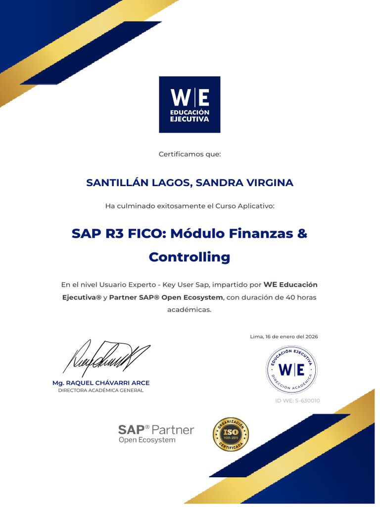 Certificado Sandra SAP WE | PDF