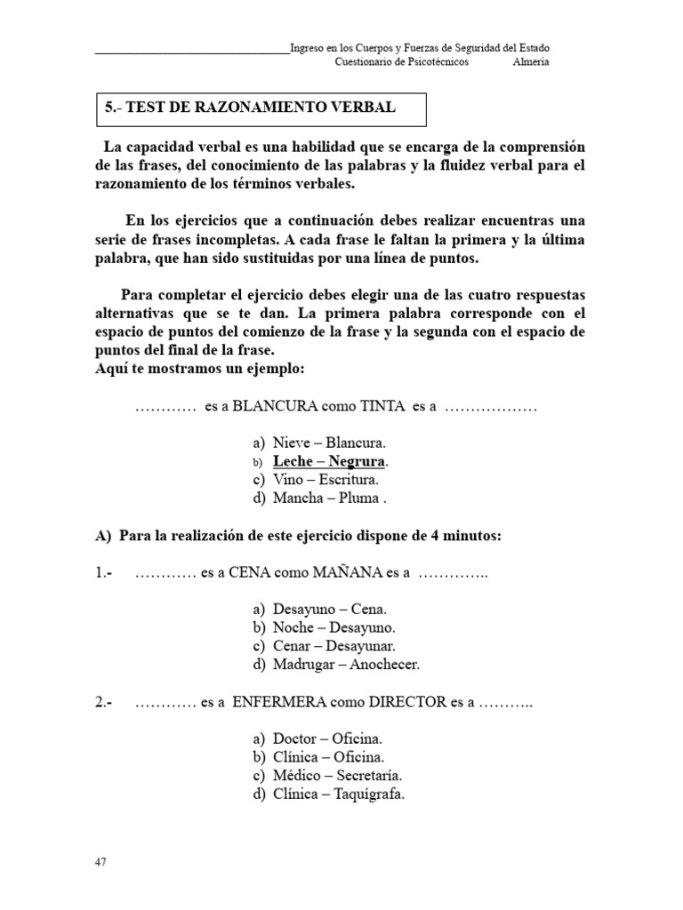 Verbal Test | PDF