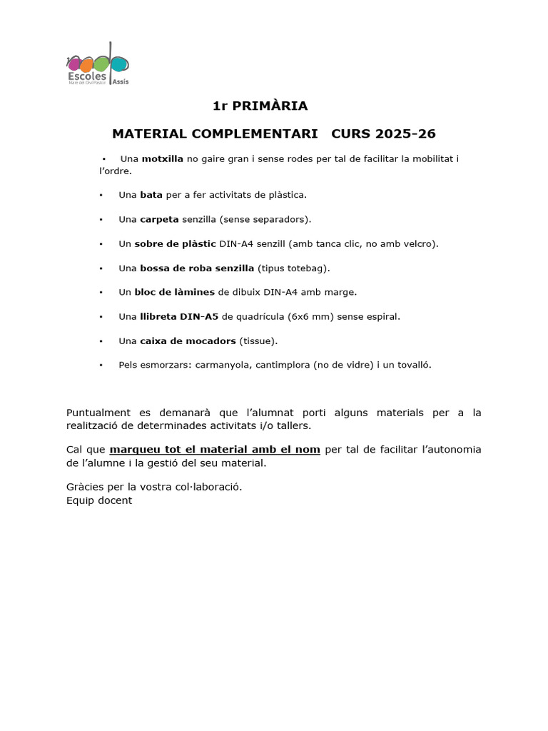 Material Complementari Primària | PDF