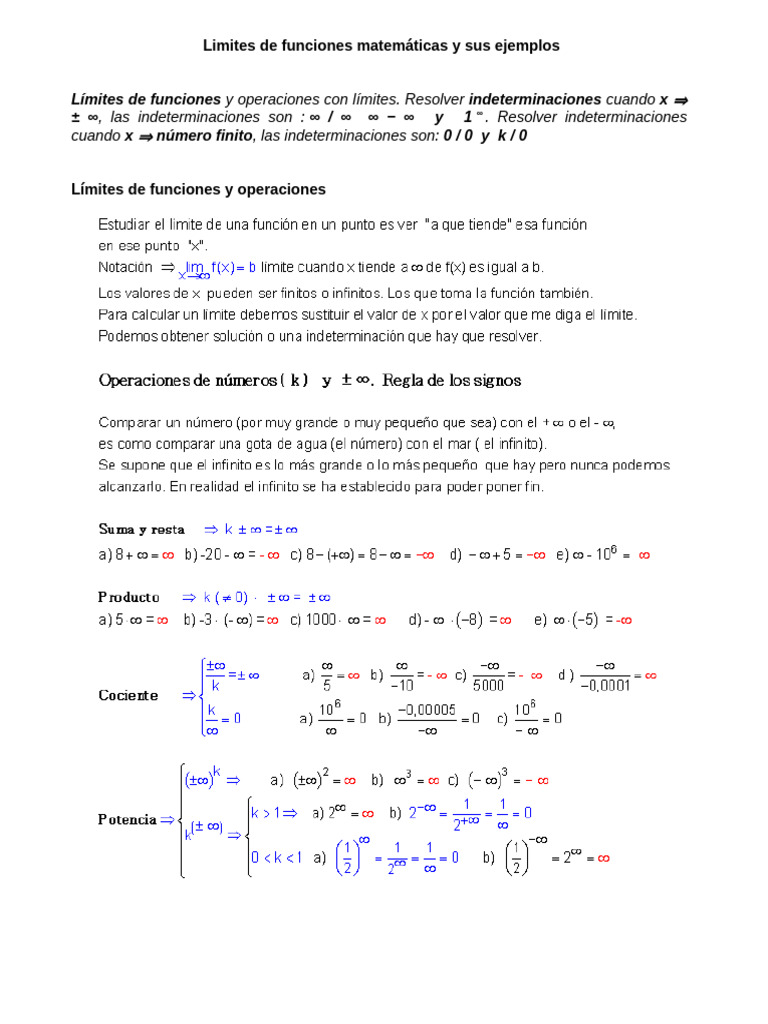 Limites de Funciones Matemáticas y Sus Ejemplos | PDF