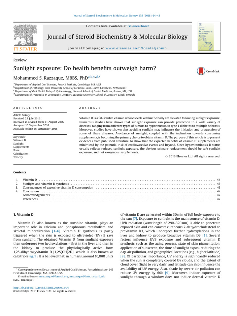 Sunlight Exposure Do Health Benefits Outweigh Harm | PDF | Vitamin D ...