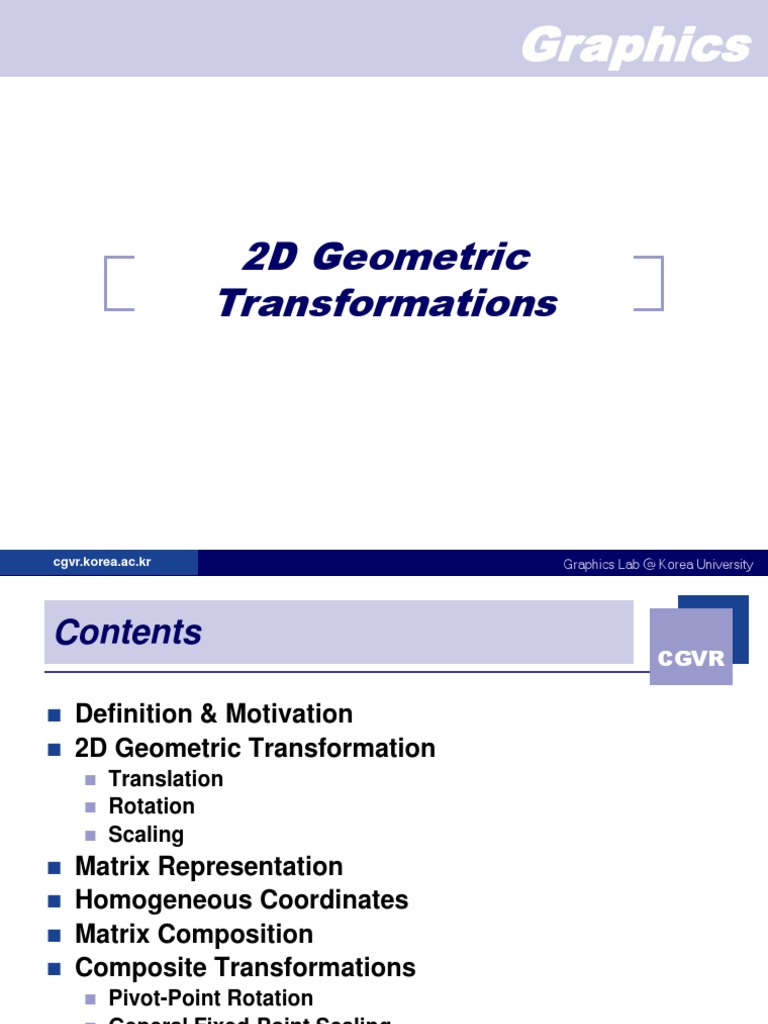2D Geometric Transformations | PDF | 2 D Computer Graphics | Matrix ...