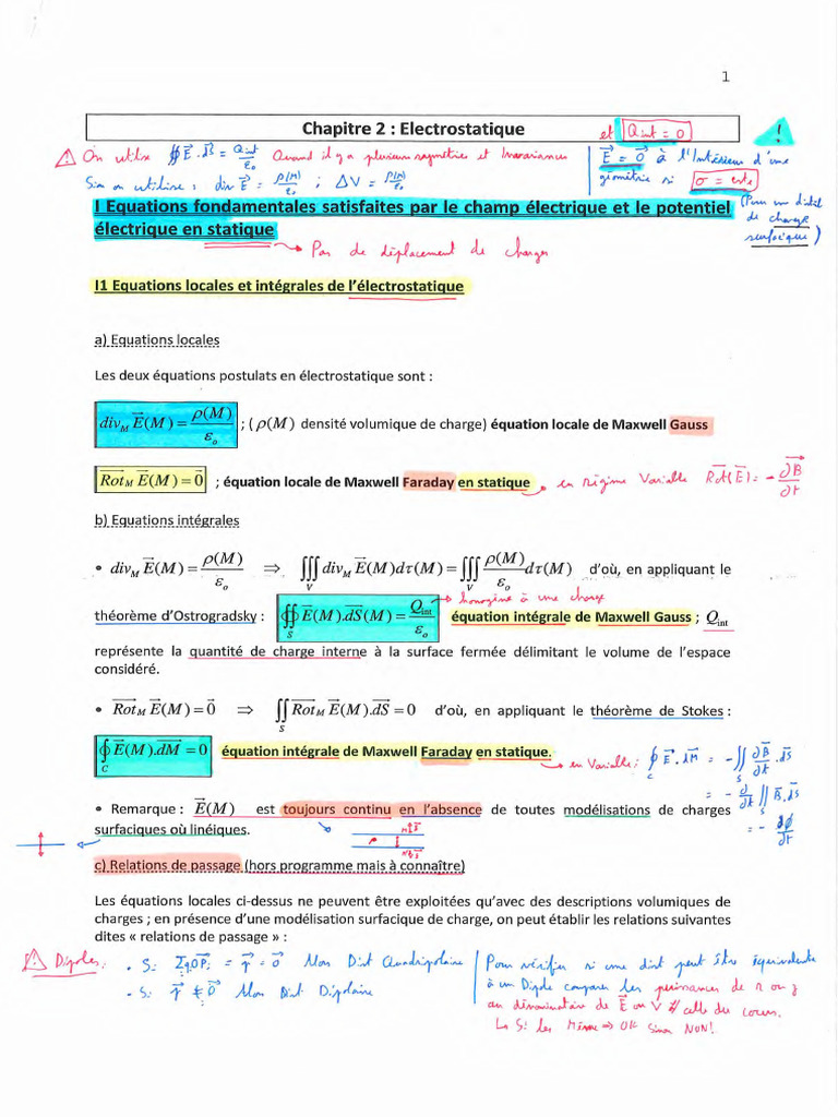 COURS 11 Chap 2 Electrostatique Spé | PDF