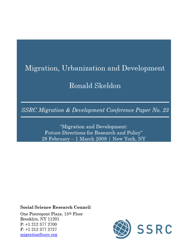 Migration Urbanization and Development | PDF | Human Migration | City