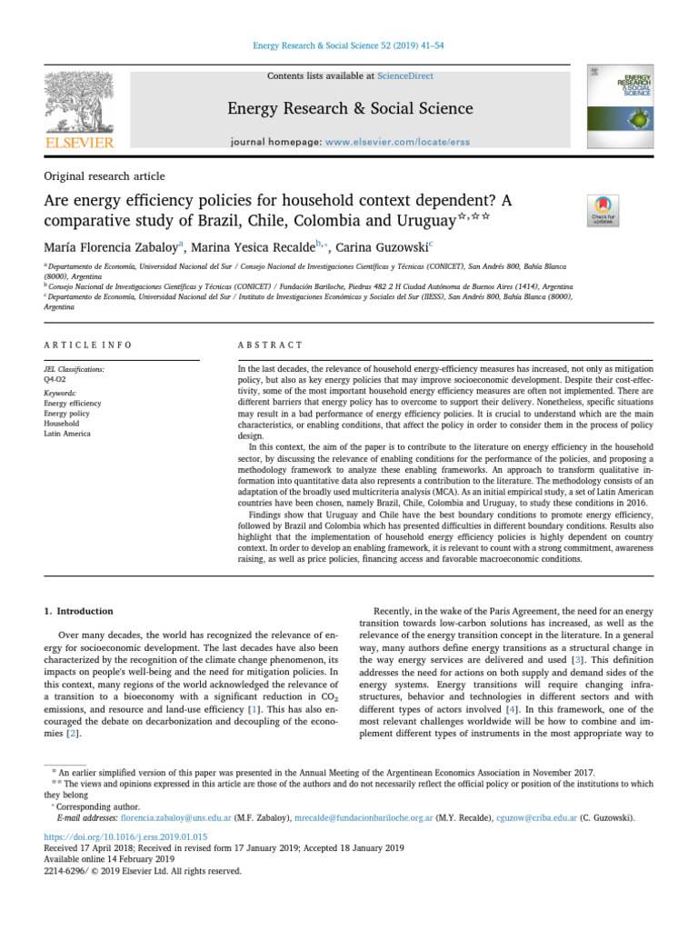 2019_ Zabaloy, Recalde e Guzowski. Are Energy Efficiency | PDF ...