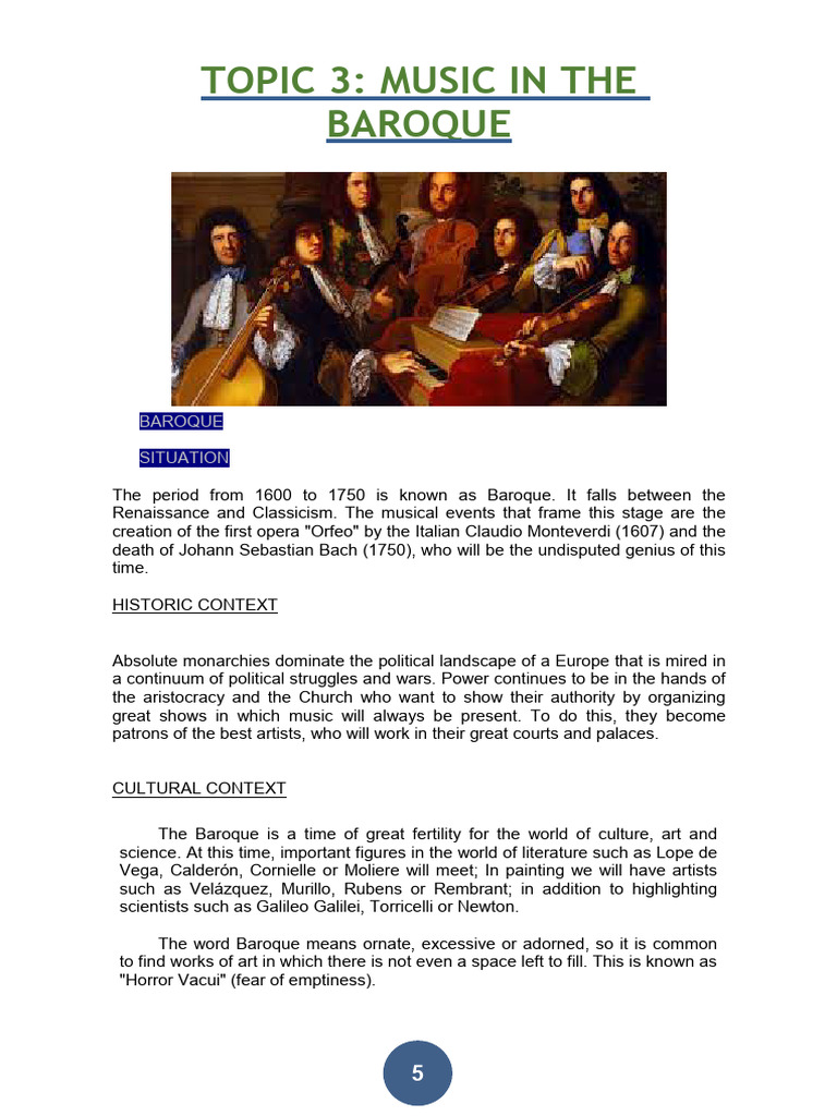 Topic 3 - Music in The Baroque | PDF | Concerto | Orchestras