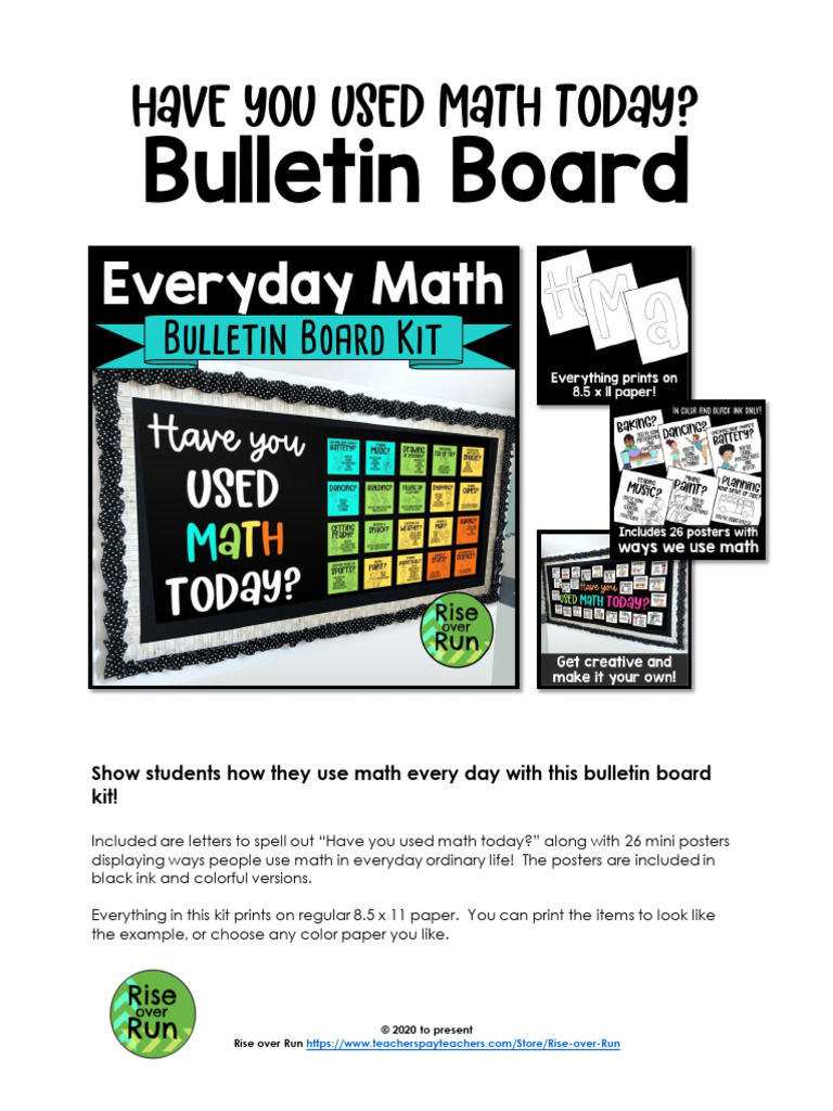 Have You Used Math Today Bulletin Board - US Spelling | PDF ...