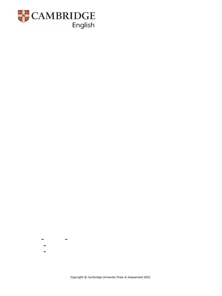 B2 First For Schools Sample Paper 1 RUE 2022 | PDF | Bus | Camel