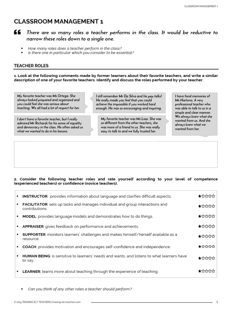 Input Session Classroom Management 1 Trainee V2.1 | PDF | Classroom ...