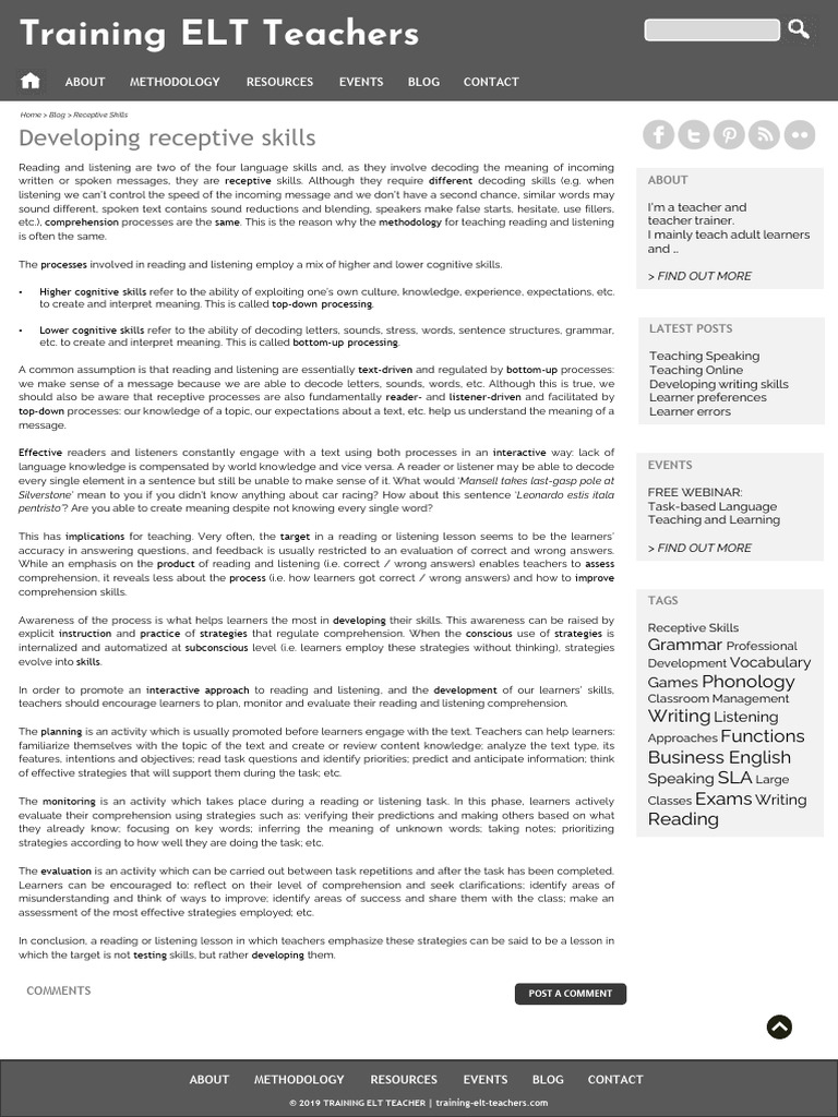 Input Session_Receptive Skills 2 - Developing Skills_Trainer_Handout ...